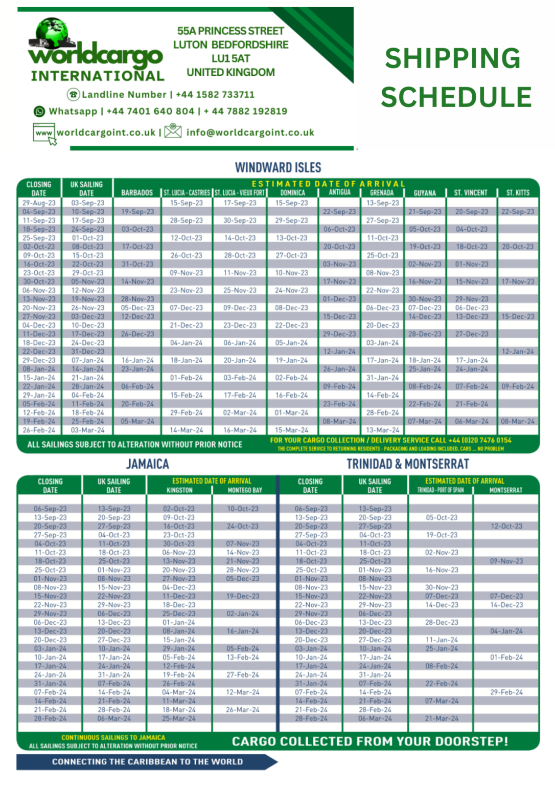 World Cargo International Schedule - World Cargo International
